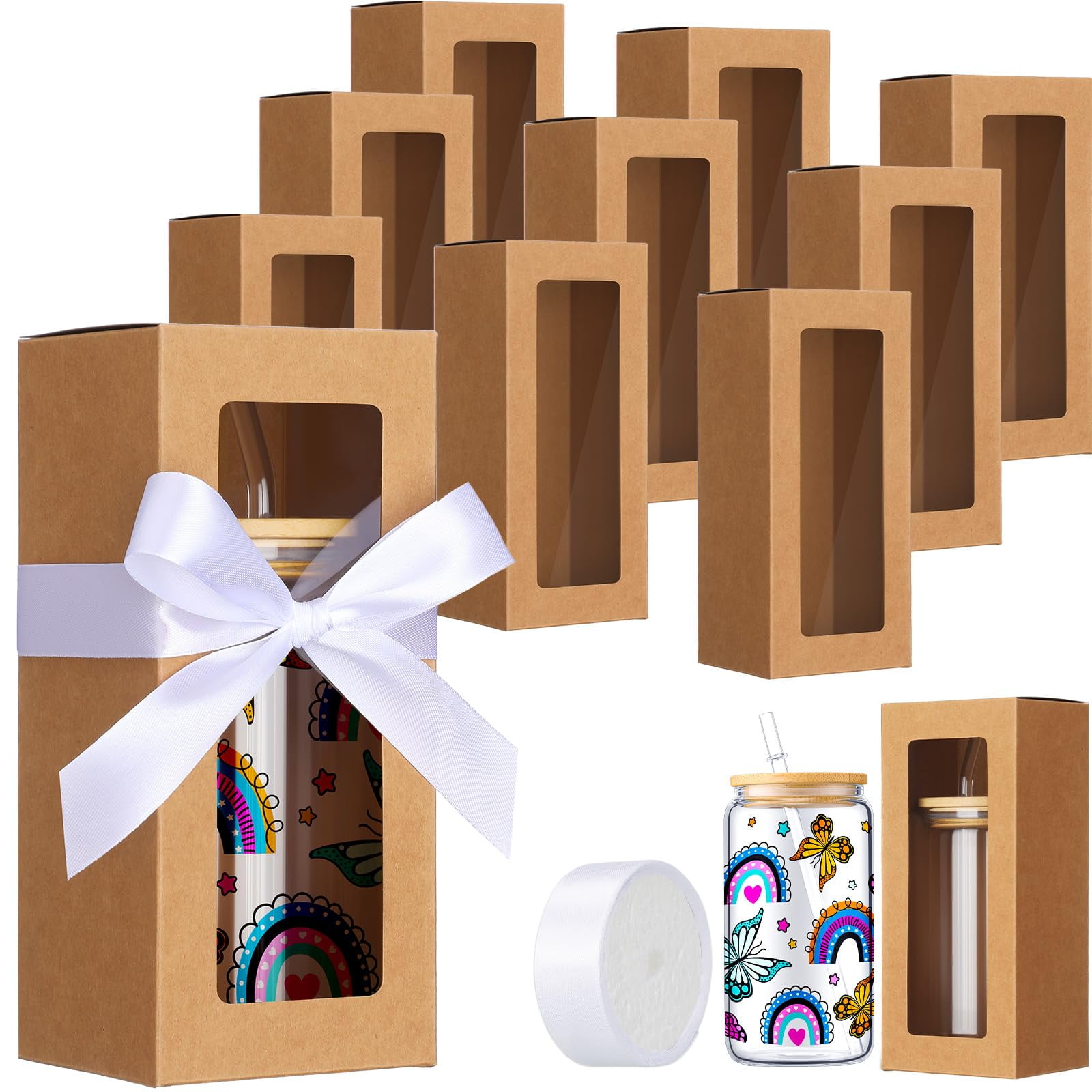 10Pcs Gift Boxes with Ribbon for Sublimation Glass Exhibition Boxes ...