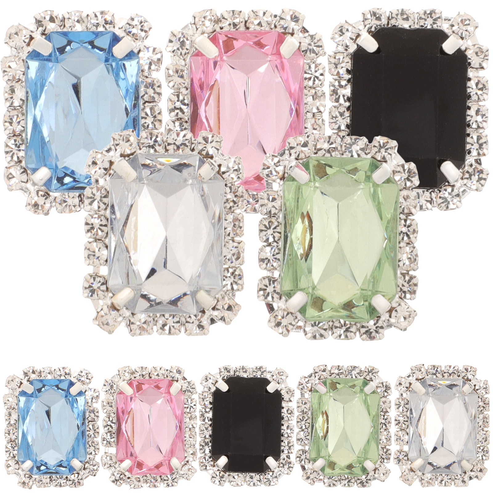 OUNONA Alloy Glass Shoe Clips with Rhinestone Decoration, Assorted ...