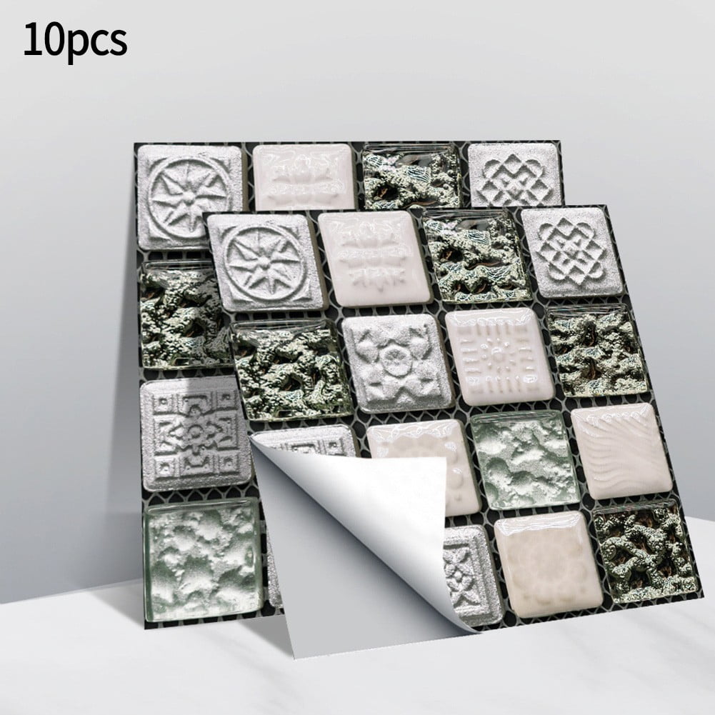 10Pcs Glitter Wall Tiles Kitchen Wall Tiles Bathroom Mosaic Sticker ...
