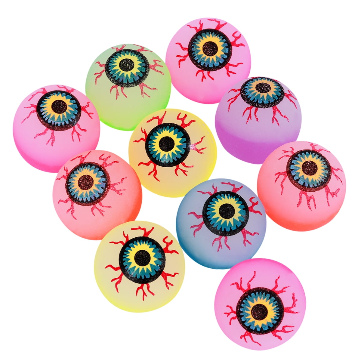 10Pcs Glow in The Dark Eyeballs, 32mm Bouncy Balls Scary Eye Balls ...