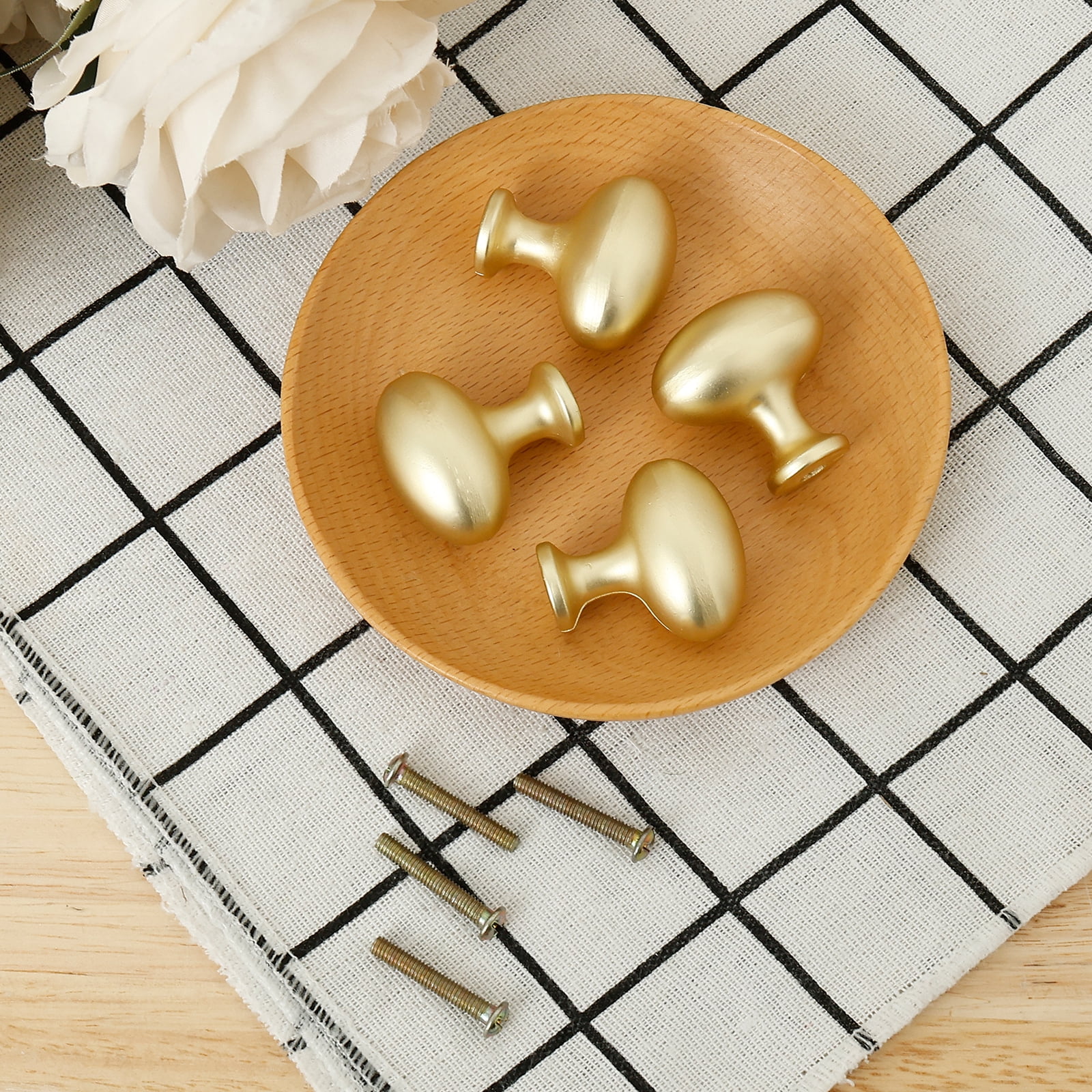 10Pcs Gold Cabinet Knobs, Zinc Alloy Brushed Brass Drawer Knobs Hardware for Kitchen Cabinets ...