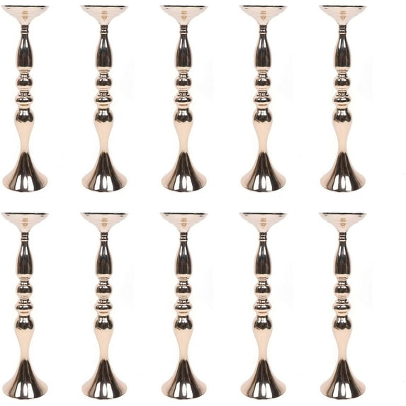 10Pcs Gold Metal Candle Holders 19.5" Tall Stand Flowers Vase ...