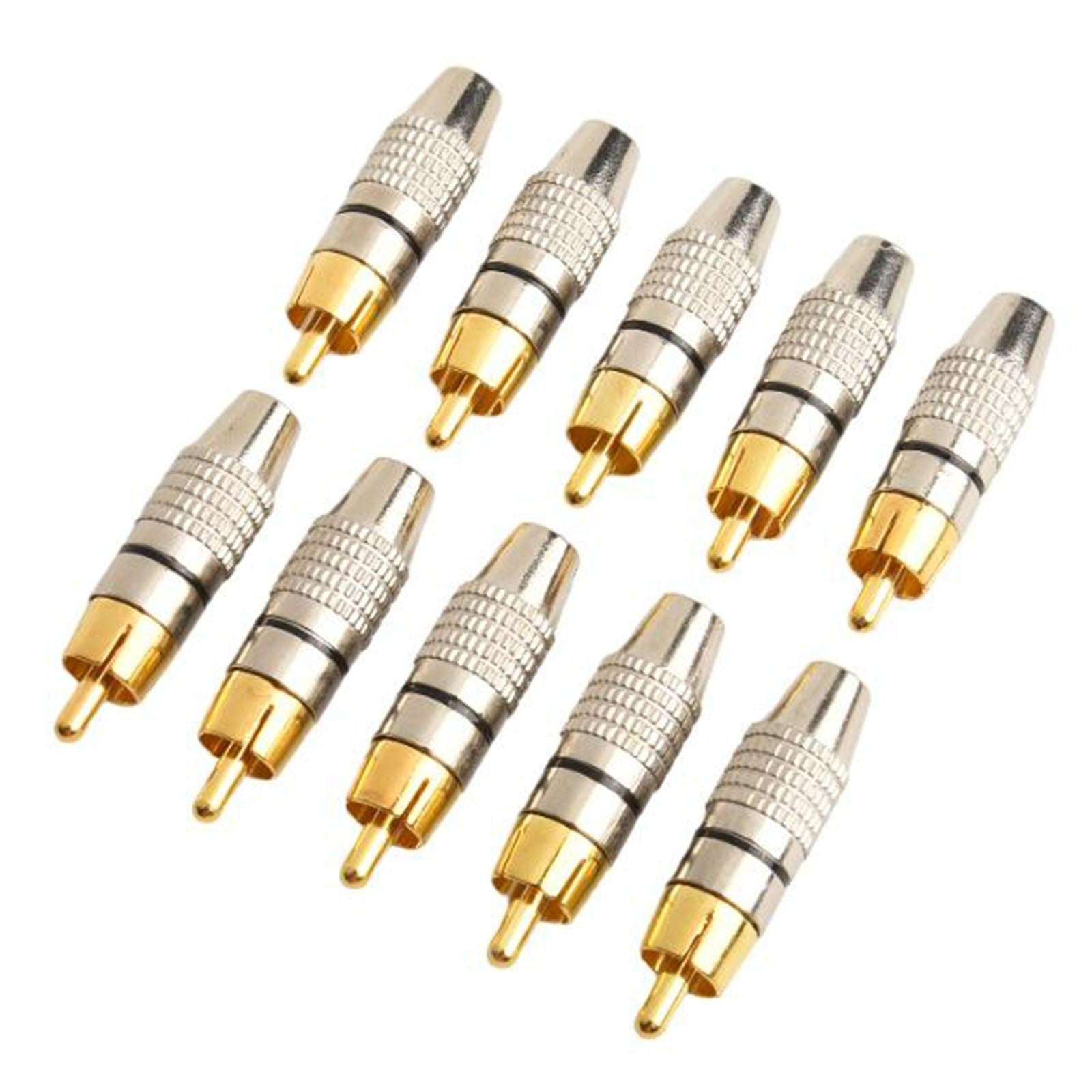 10Pcs Gold Plated For Rca Male Coaxial Cable Locking Connector For ...