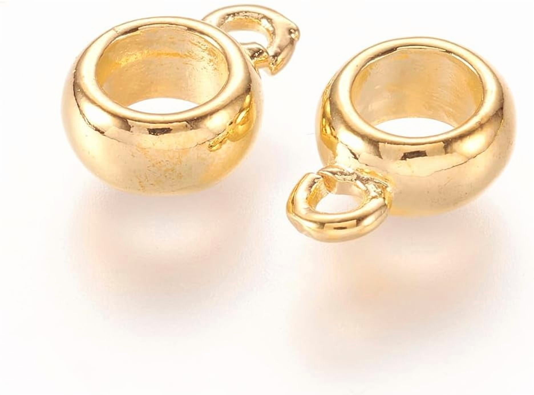 10Pcs Golden Brass Tube Bails Loop Bails Bail Beads Rondelle Holders ...