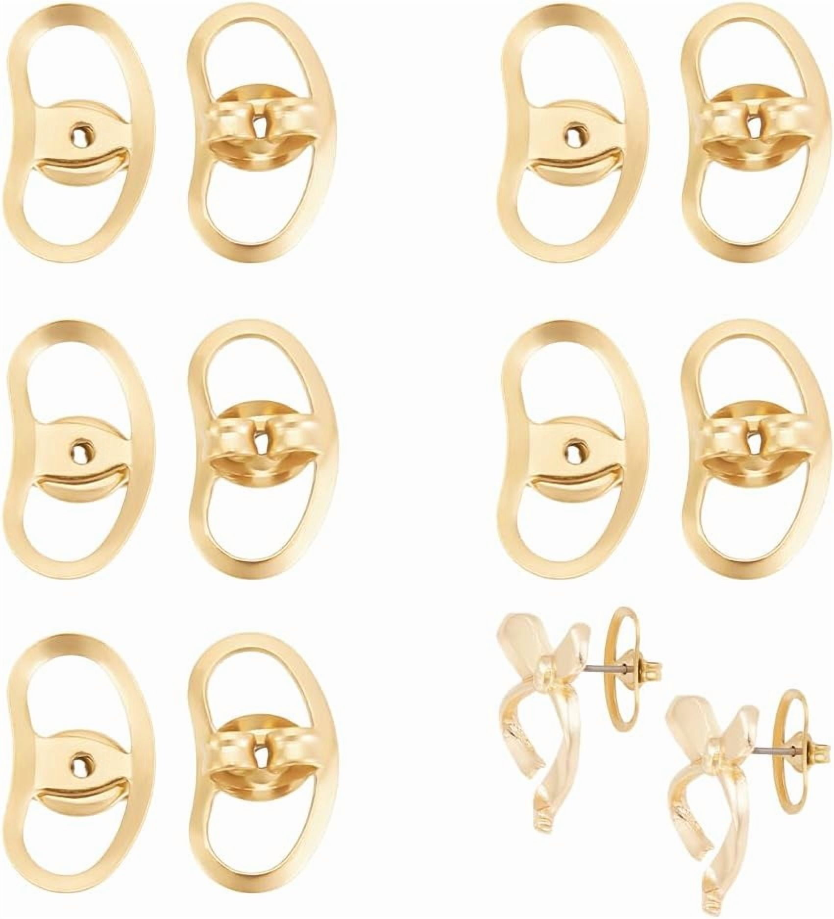 10Pcs Golden Ear Nuts Metal Earring Backs Replacements Earring Supports ...