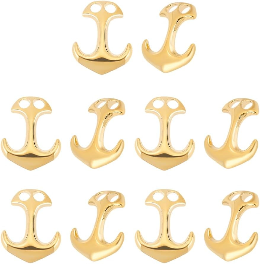 10Pcs Golden Stainless Steel Anchor Hook Clasps Anchor Jewelry Clasp ...