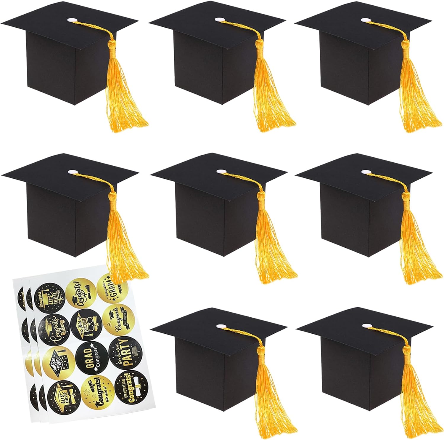 10Pcs Graduation Cap Gift Candy Boxes with Graduation Stickers, Grad ...