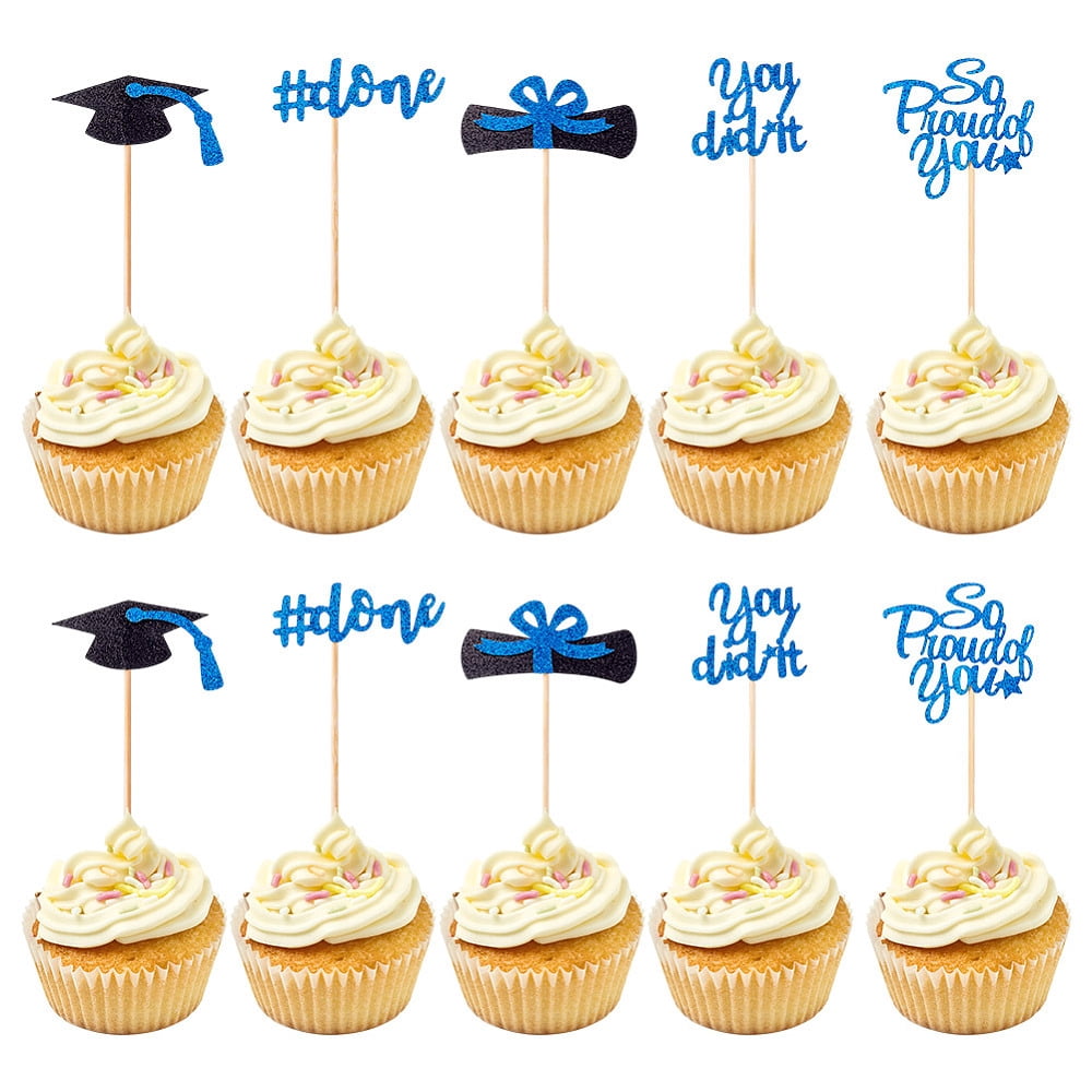 10Pcs Graduation Theme Paper Insert Card Decoration with Bamboo Stick ...