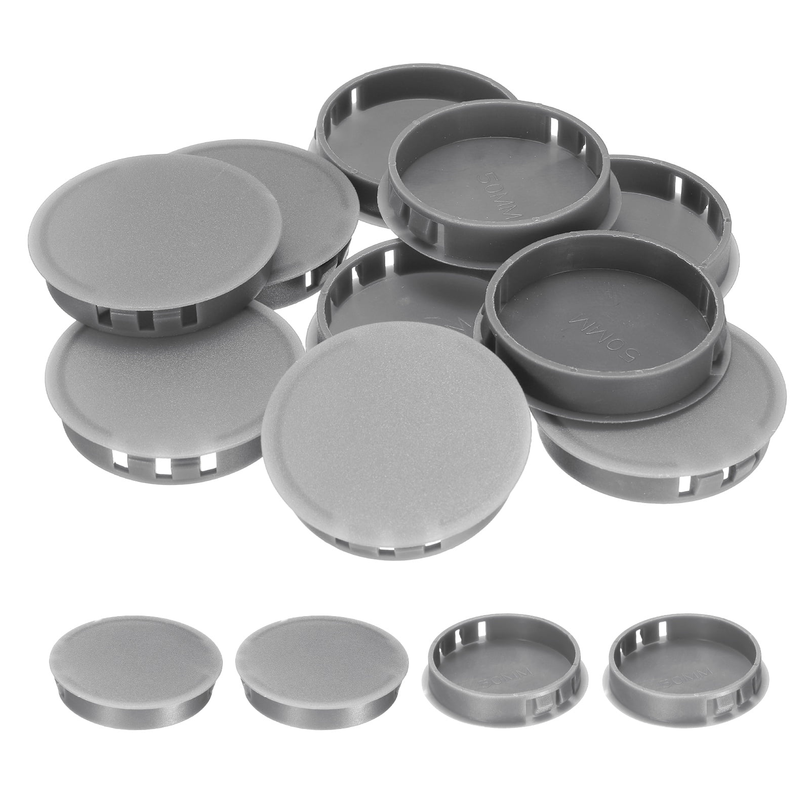 10Pcs Gray Hole Plugs, 50mm / 1.97" Plastic Snap in Locking Screw Hole ...