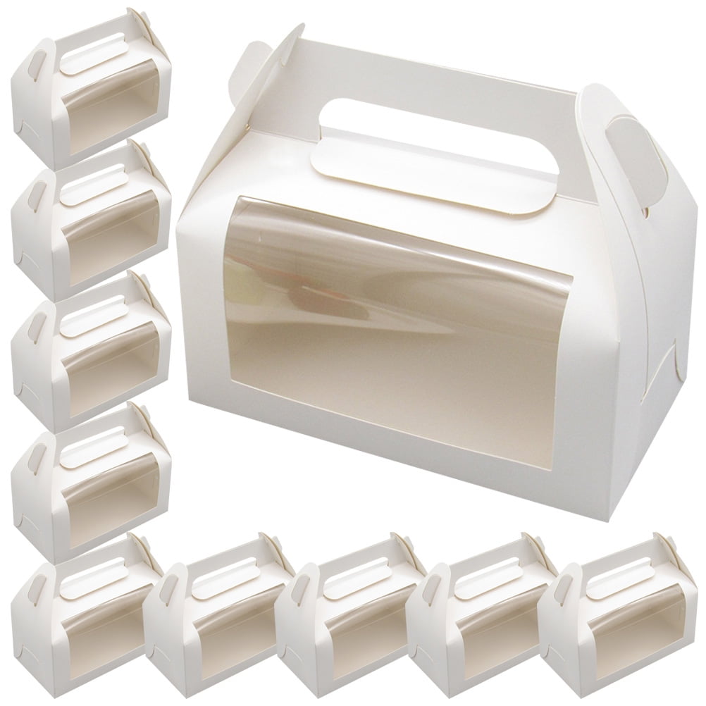 TABLZONE 10Set White Paper PVC Cake Boxes With Window Dustproof ...