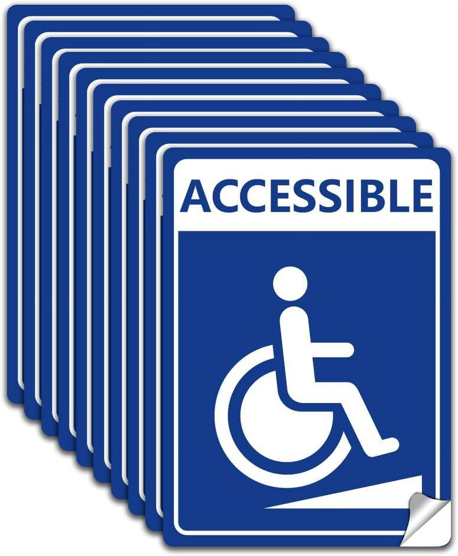 10Pcs Handicap Wheelchair Accessible Sign Sticker Waterproof Handicap ...