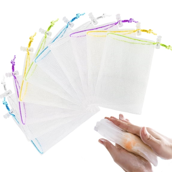 10Pcs Handmade Soap Bubble Mesh Bags, Mesh Soap Saver Pouch Bag Sack ...