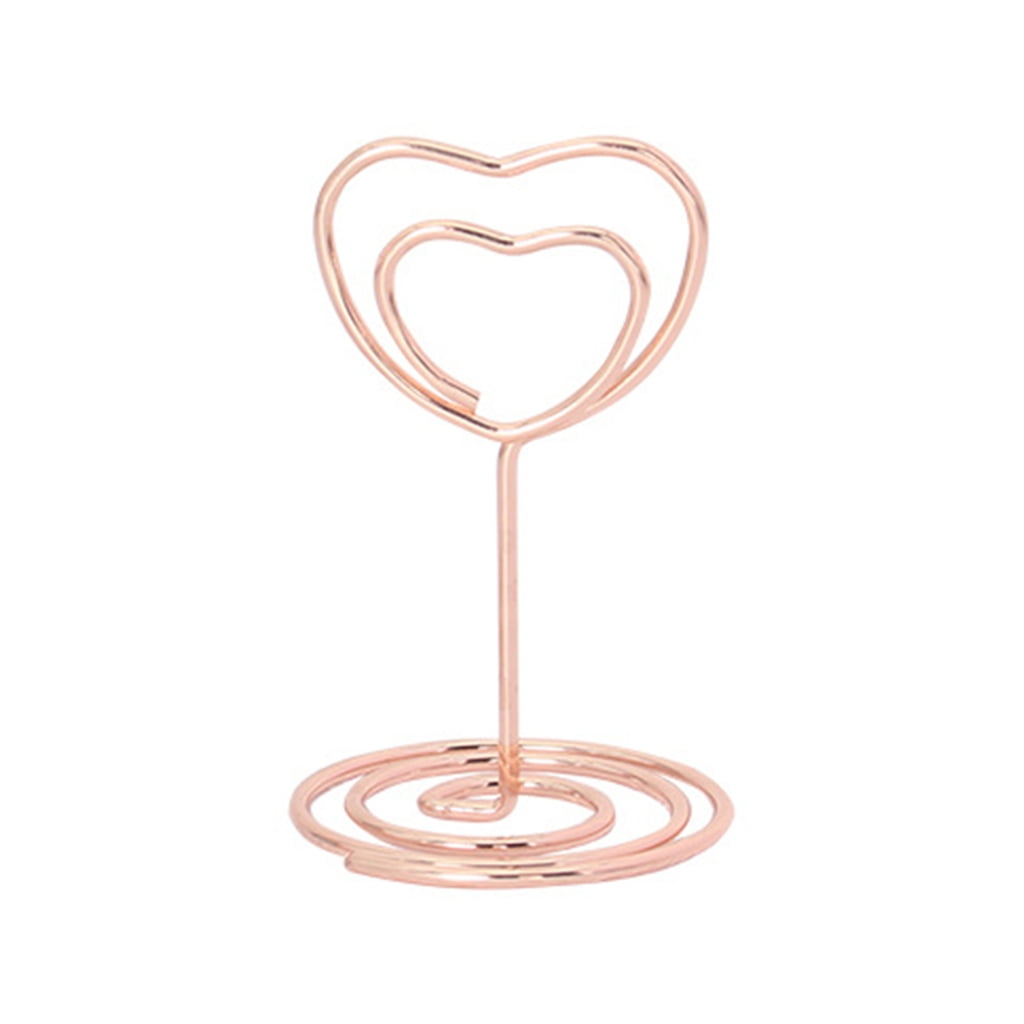 10Pcs Heart Shape Wire Table Number Holders Picture Stand Notes Memos ...