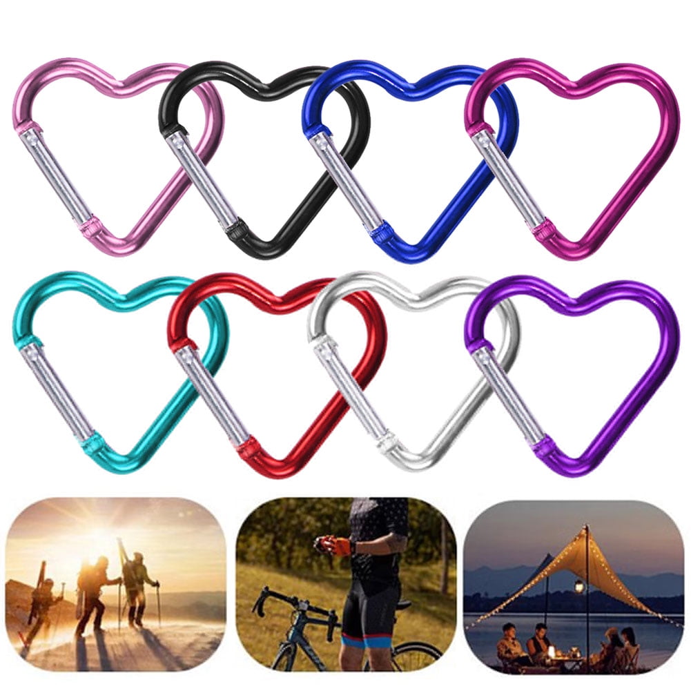 10Pcs Heart Shaped Carabiner Heavy Duty Keychain Clip - Carabiner Clip ...