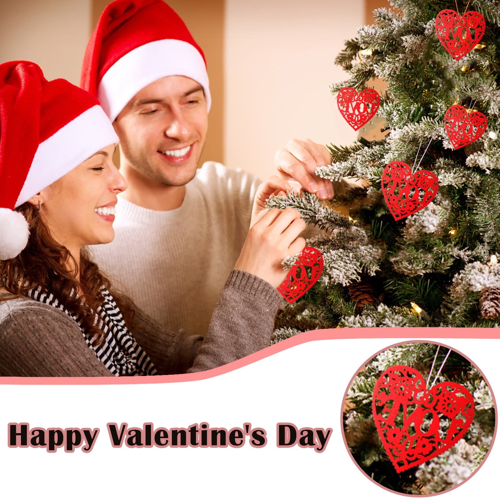 10Pcs Heart-Shaped Wooden Ornaments | Valentine'S Day Tree Hanging ...