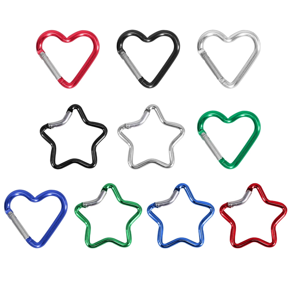 10Pcs Heart Star Spring Snap Clip Aluminum Alloy KeyRings Hanging ...