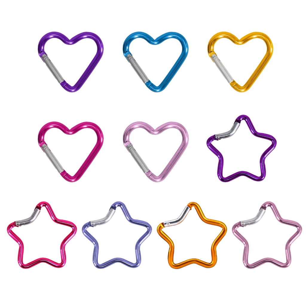 10Pcs Heart Star Spring Snap Clip Metal Keychains Buckle Backpacks ...