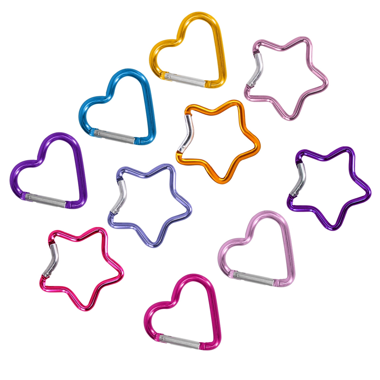 10Pcs Heart Star Spring Snapping Clip Metal Keychains Buckle Backpacks ...