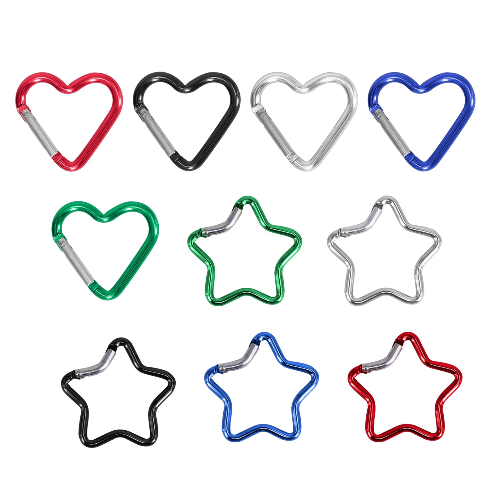 10Pcs Heart Star Spring Snapping Clip Metal Keychains Buckle Backpacks ...