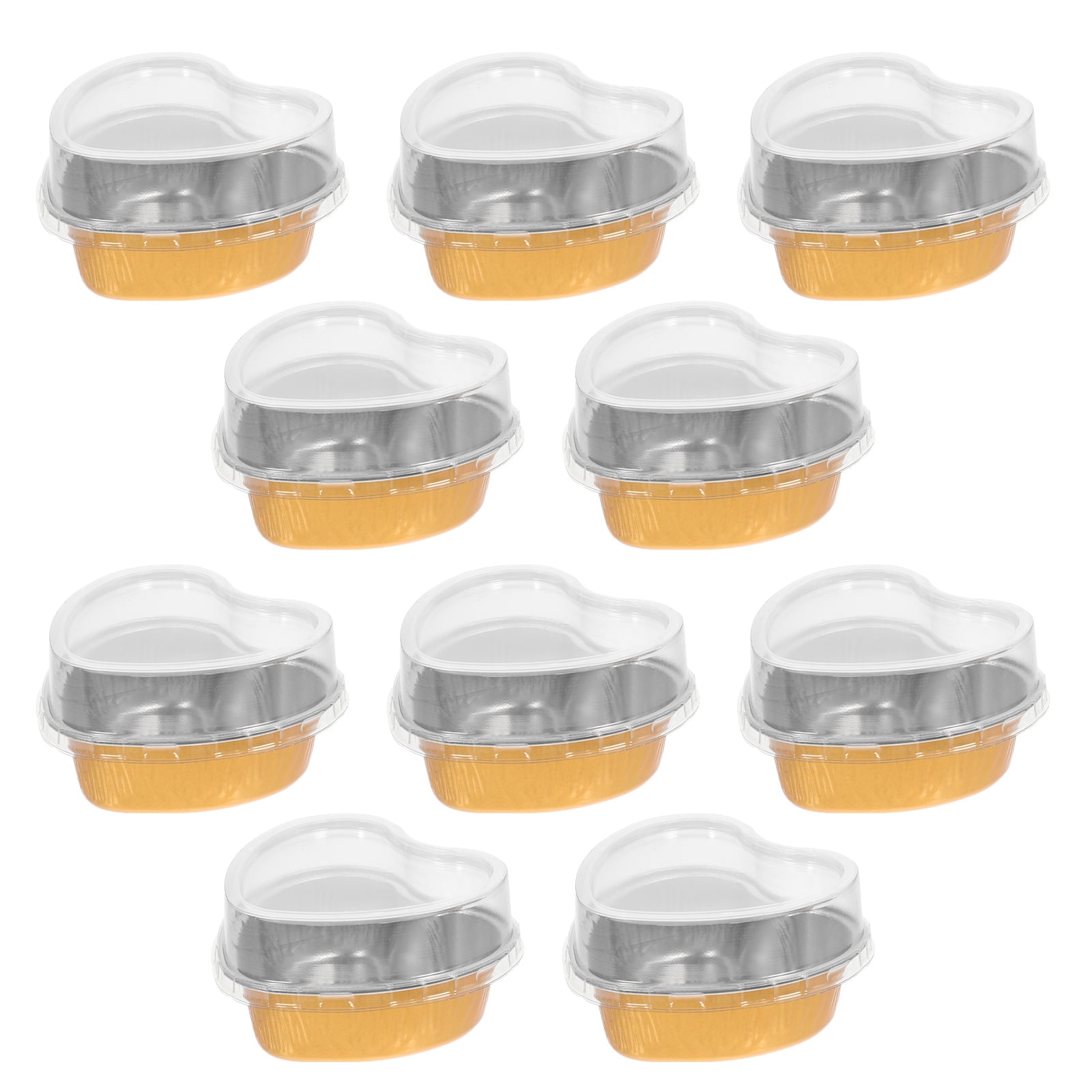 10Pcs Heart-shaped Foil Box Cake Pan with Lids Practical Cake Baking ...
