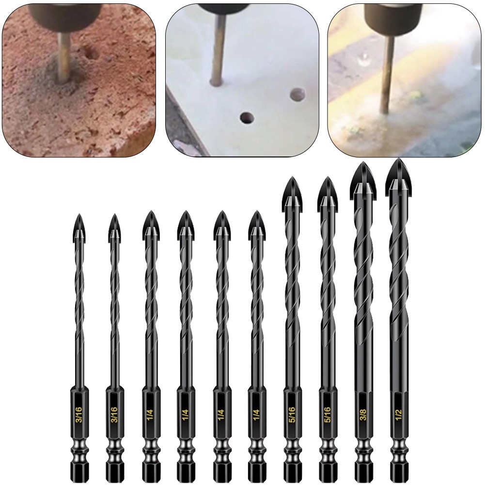 10Pcs Heavyduty Cross Drill Bit Set Triangular Drill Bit For Concrete ...