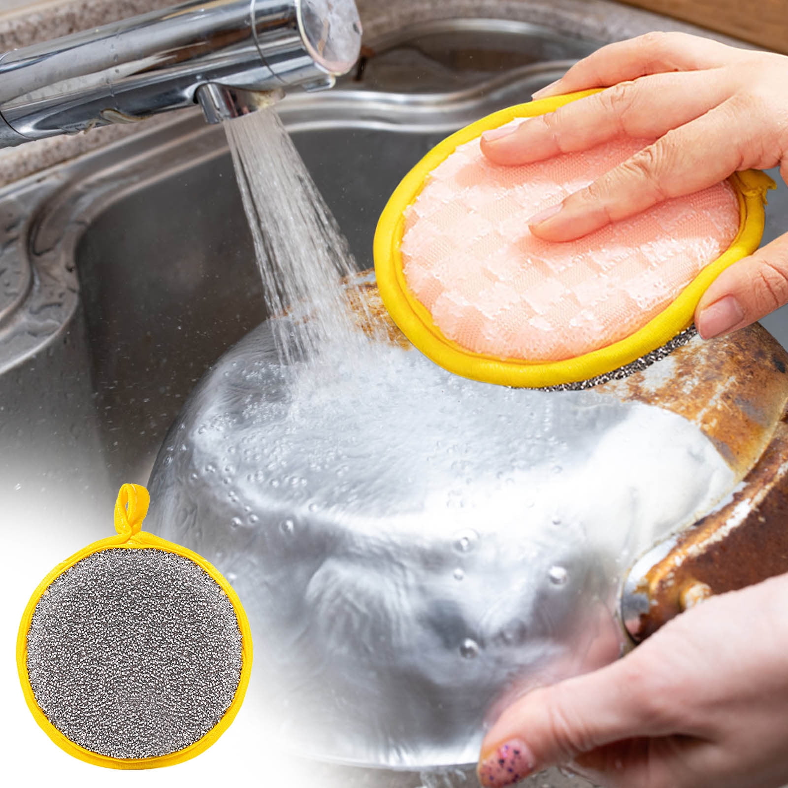 10Pcs High-Efficiency Round Kitchen Sponges, Double-Sided Dish ...