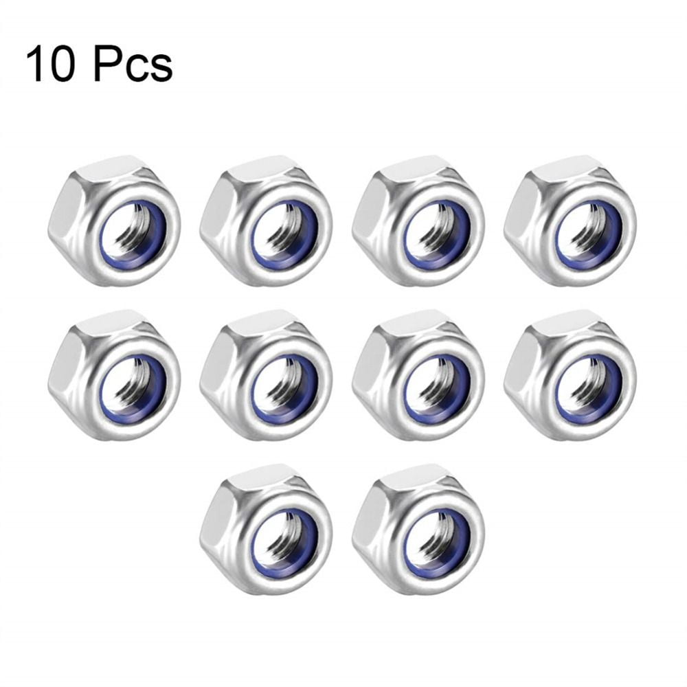 10Pcs High Quality M5 M6 M10 M12 Carbon Steel Nylon Locknuts Self-Locking Nuts Hex Nut Nylon ...
