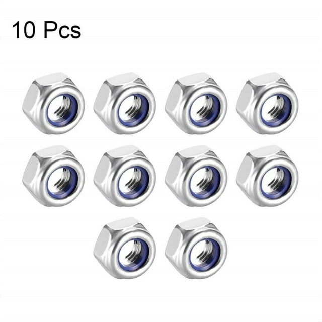 10Pcs High Quality M5 M6 M10 M12 Carbon Steel Nylon Locknuts Self-Locking Nuts Hex Nut Nylon ...