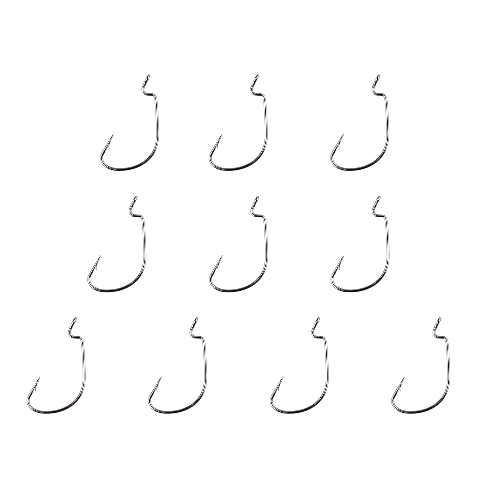 10Pcs High Strength Carbon Steel Worm Lure Bait Crank Fish Hook Fishing ...