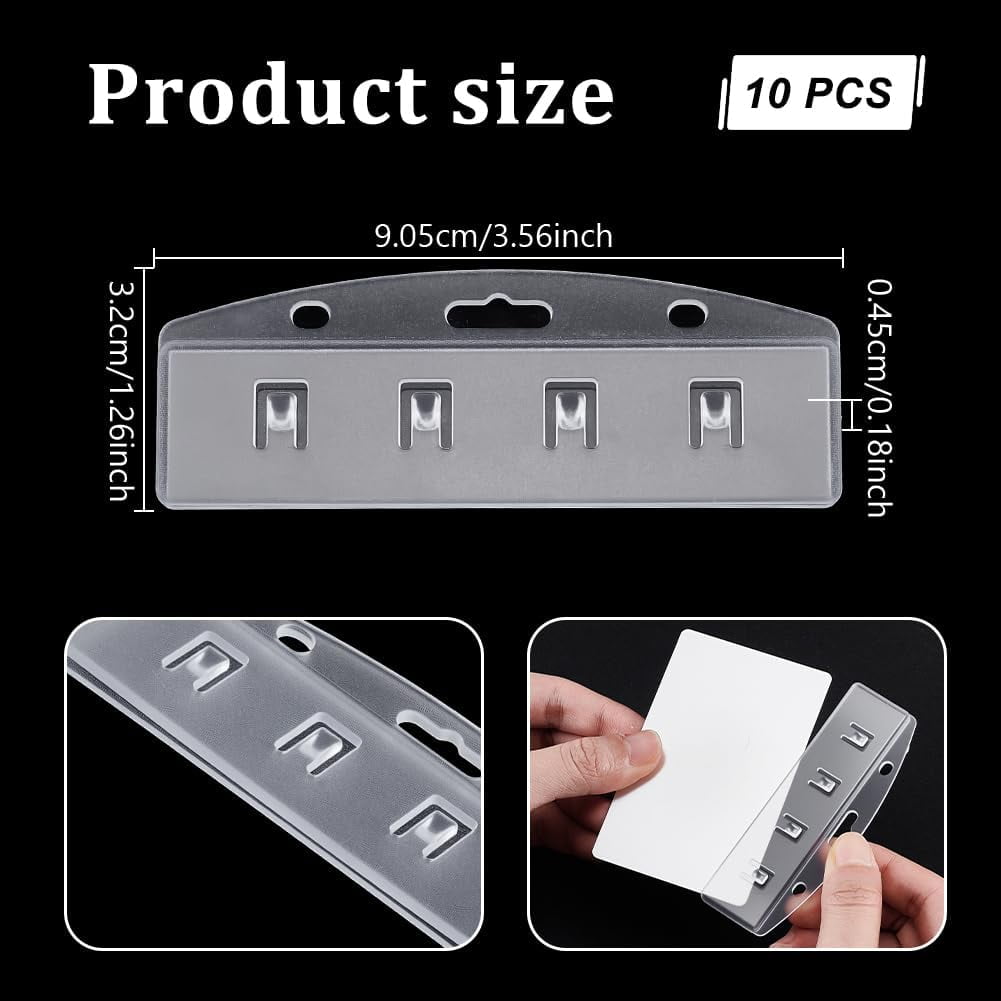 10Pcs Horizontal Half Card Badge Holder Clear Swipe Card Holders with ...