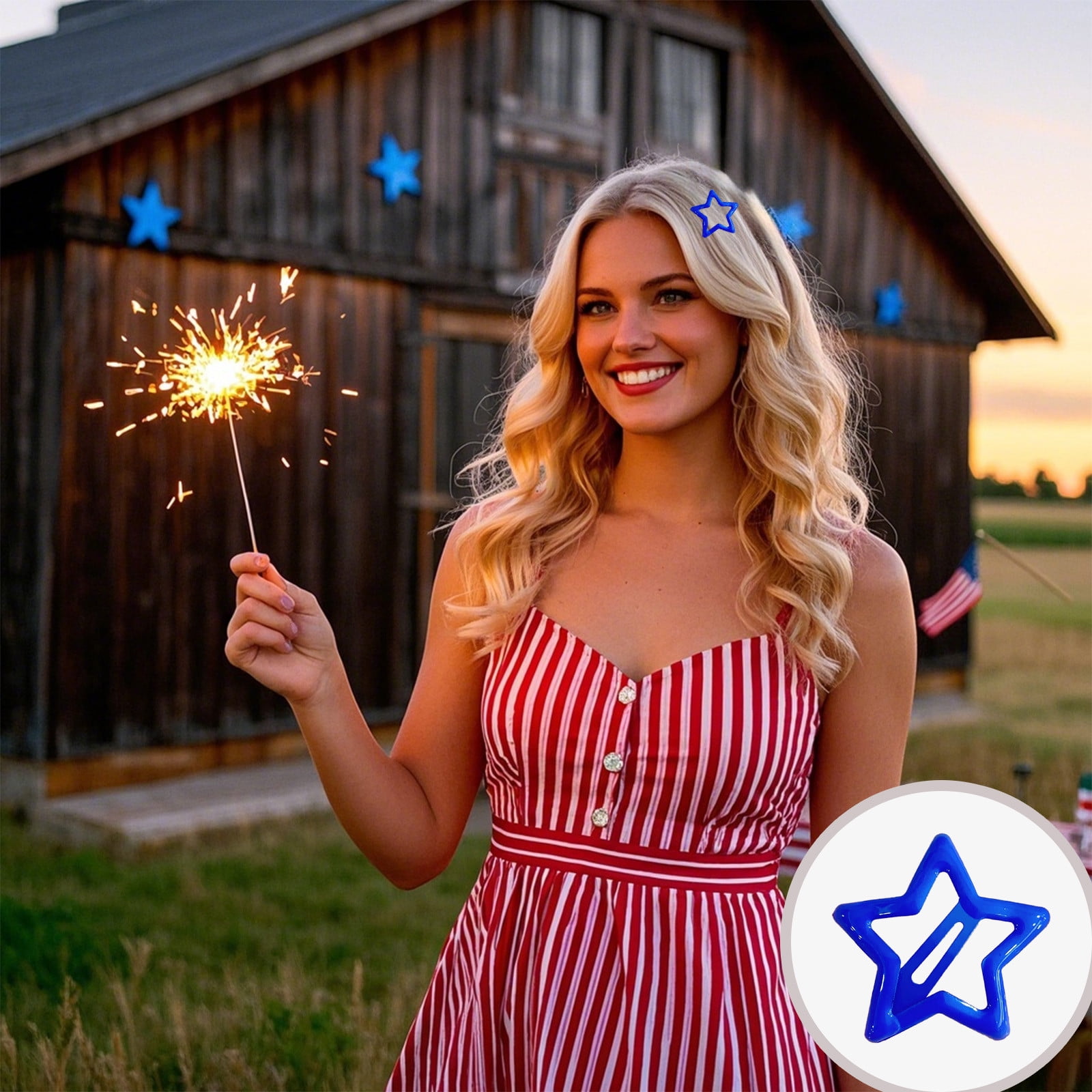 10Pcs Independence Day Hair Clip Vacemry Metal Flag Design Hair Clip ...