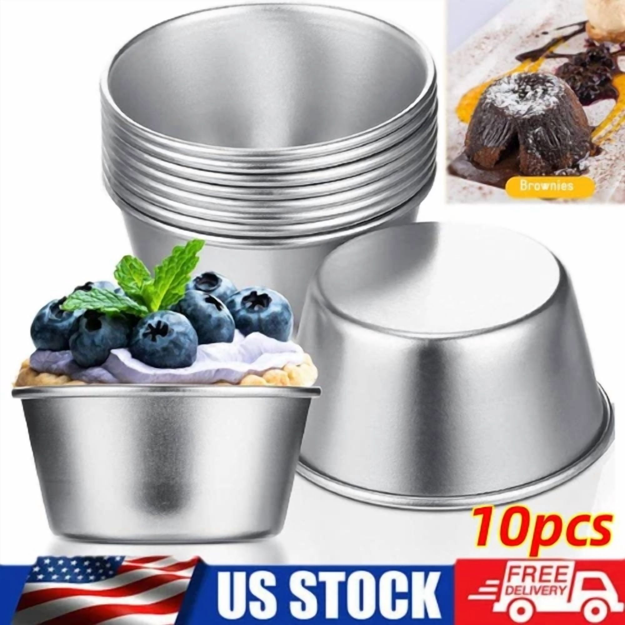10Pcs Individual Flan Molds Egg Tart Molds Mini Pudding Cups (2.6X2X1.3 ...
