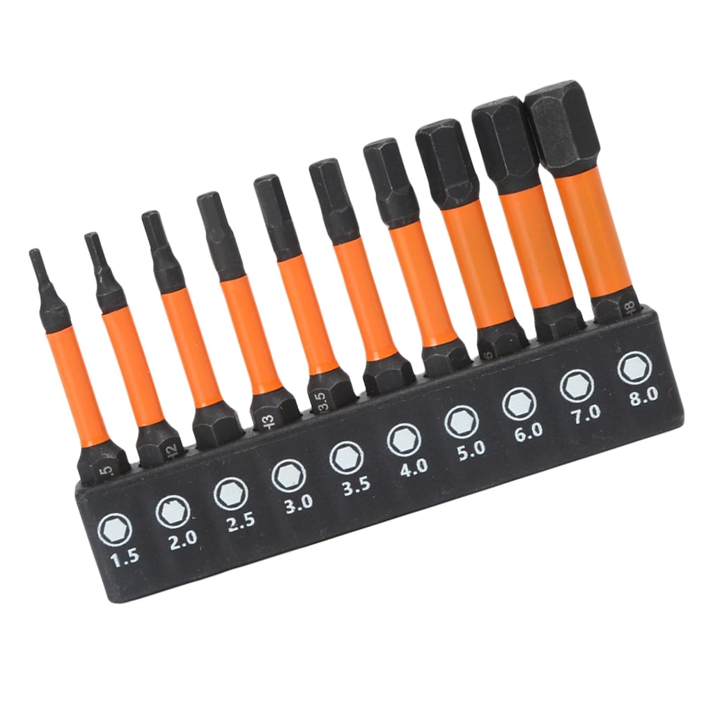 10Pcs Industrial Hex Bit Set 50mm H1.5-H8 Allen Wrenches Drill Bit 1 ...