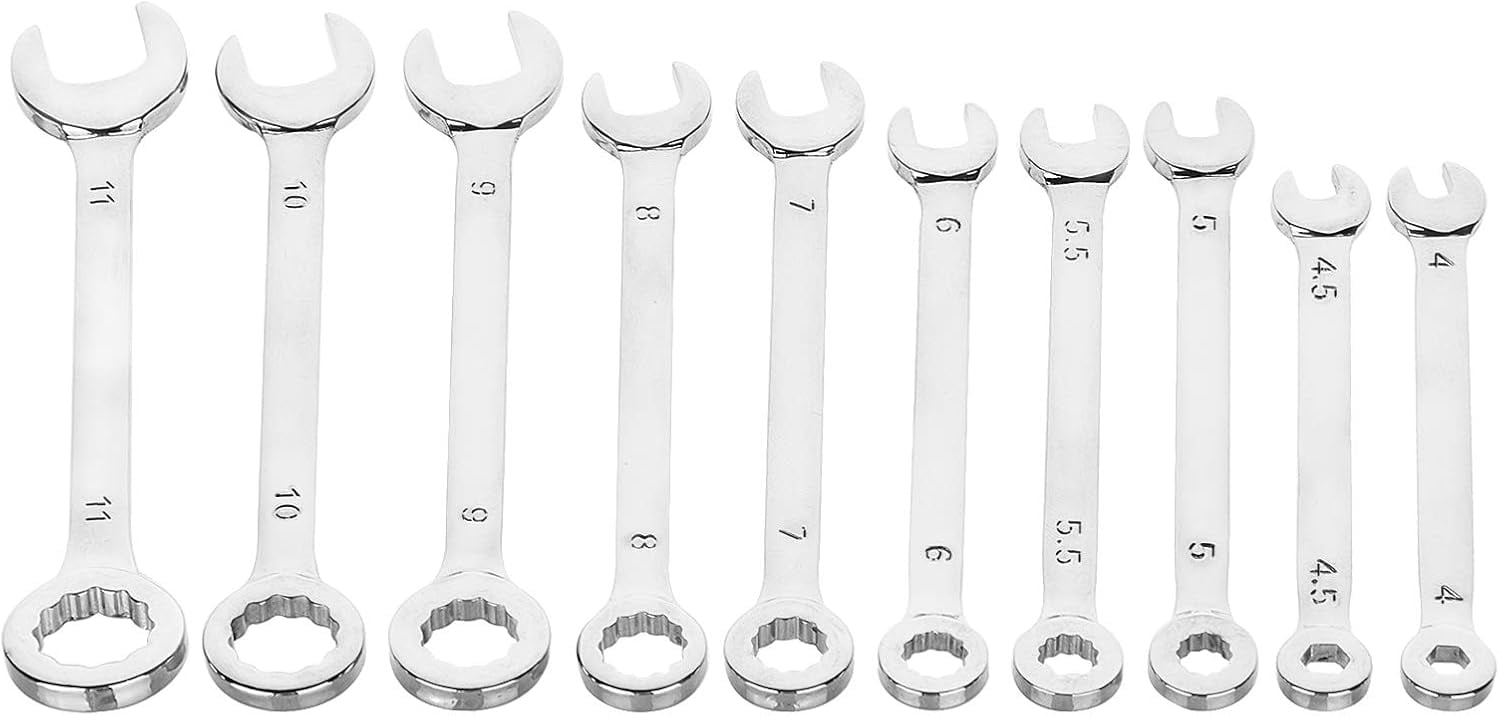 10Pcs Iron Ratcheting Combination Wrench Set Platinum Mechanics Tool ...