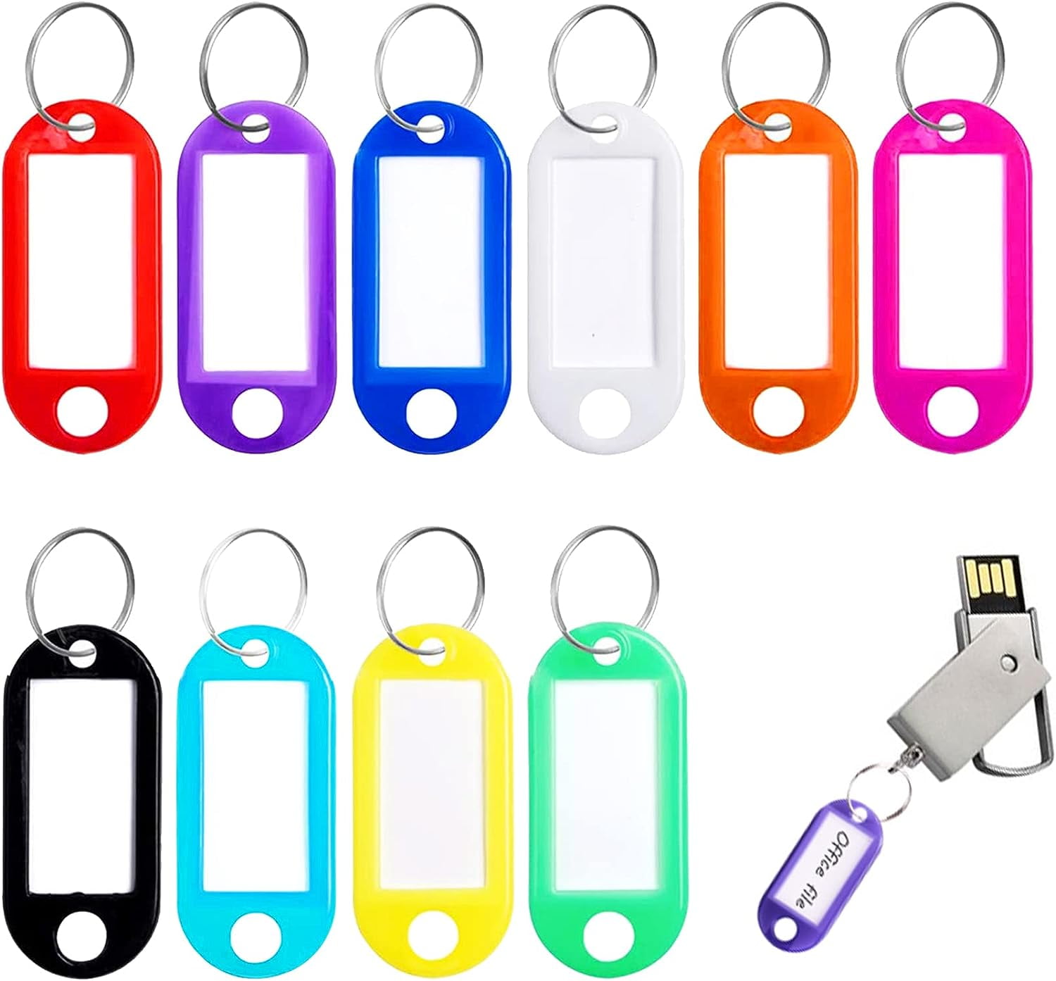 10Pcs Key Tags,Key Fobs Labels with Split Ring,Name Tags Key Label Tags ...