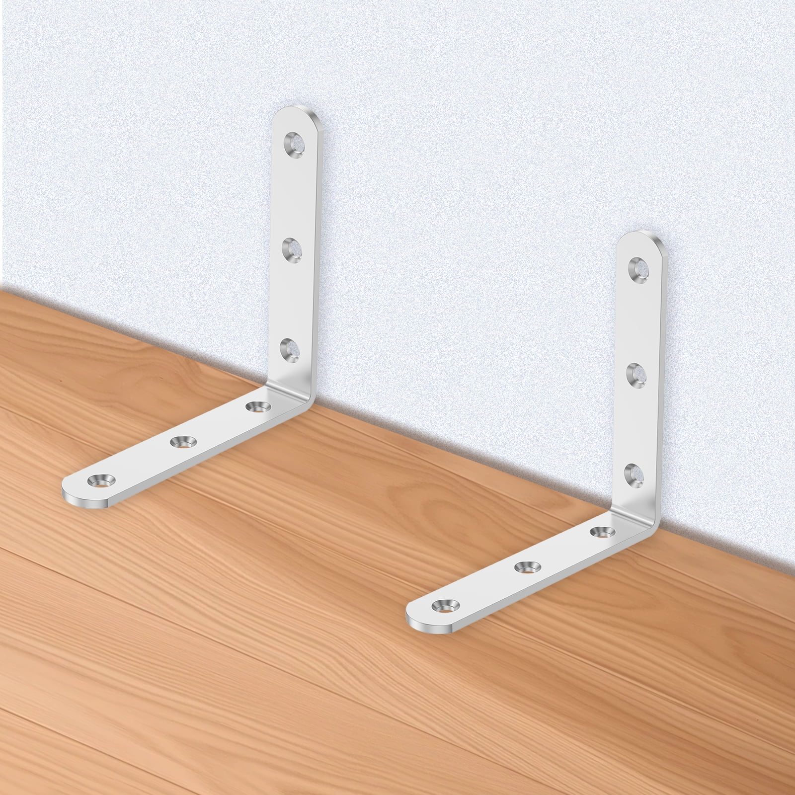 10Pcs L Bracket Corner Braces 4 Inch Stainless Steel Shelf Bracket 90 ...