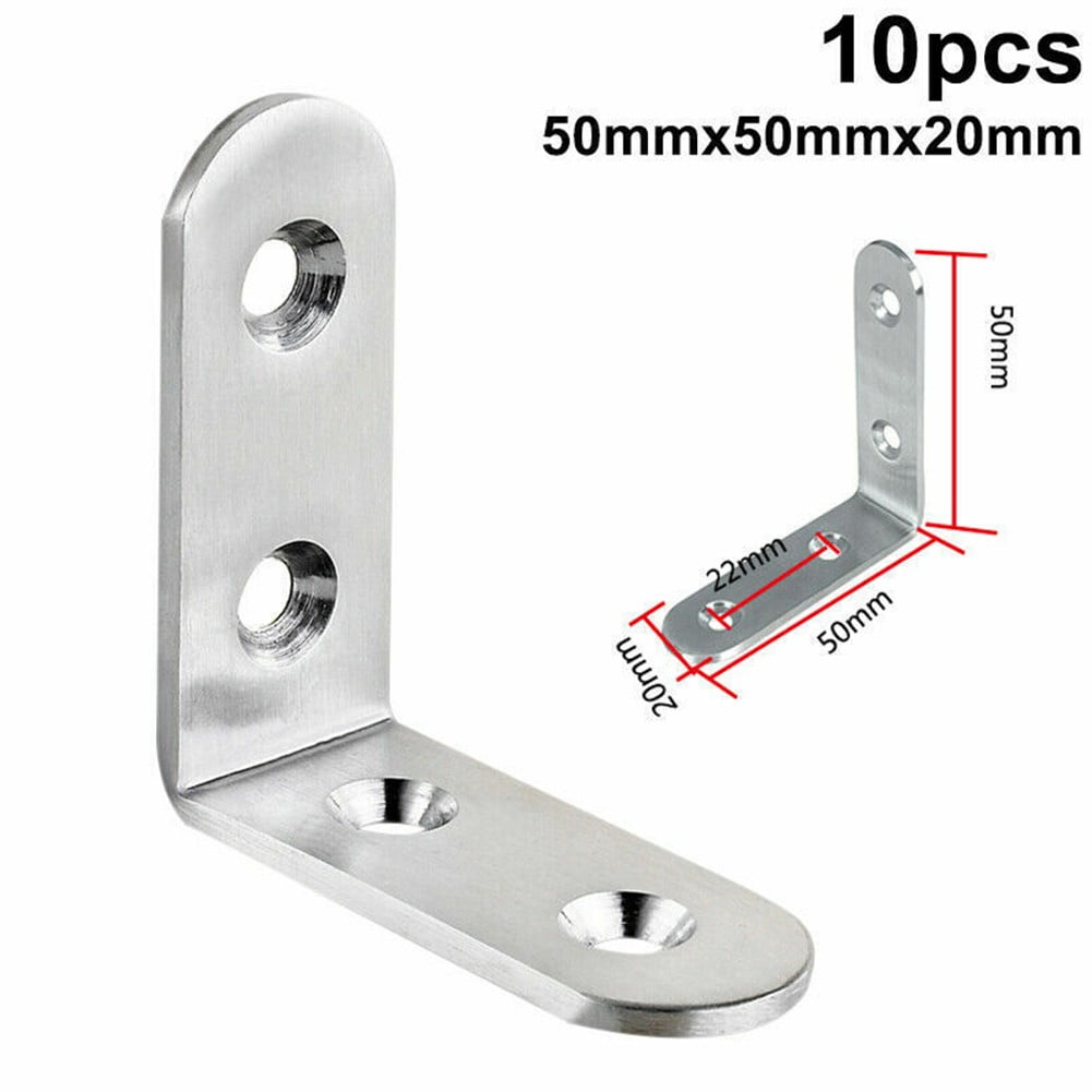 10Pcs L Shape Stainless Steel Angle Corner Brackets Right Angle Corner ...