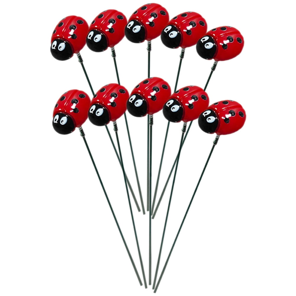 10Pcs Ladybug Garden Stake Decoration Garden Resin Ladybug Decor ...