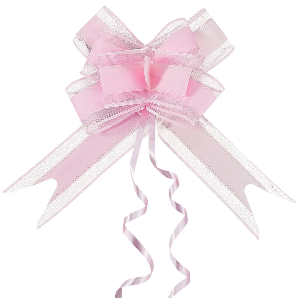 10Pcs Large Pink Gift Bows Pull String Bows Ribbon Drawstring Gift ...