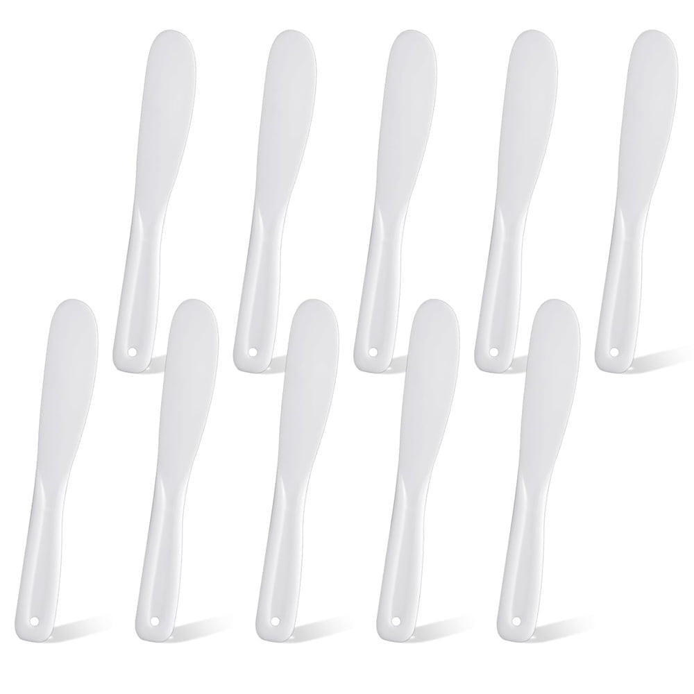 10Pcs Large White Facial Spatula,Silicone Makeup Spoon,Beauty Stirring Scoop,Plastic Cosmetic ...