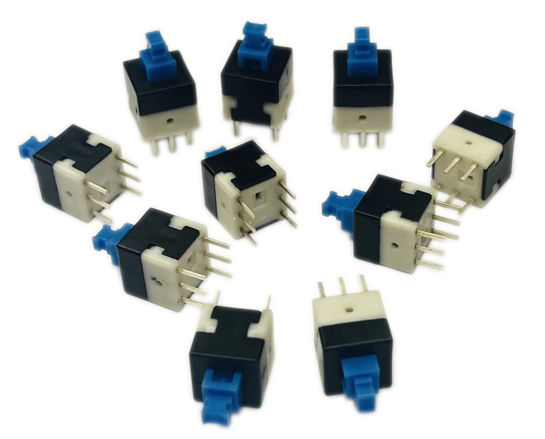 10Pcs Latching 7x7mm Mini Tactile Push Button Switch On-Off DIP-6pins ...