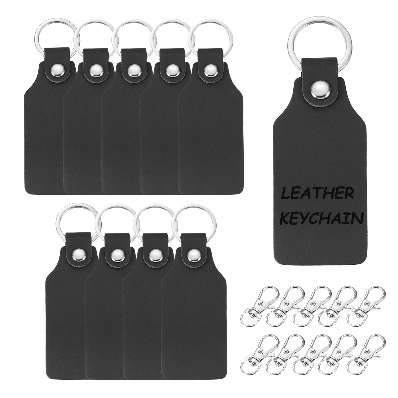 10Pcs Leather Keychain Blanks 22mm ID x 28mm OD Square Shaped Leather ...