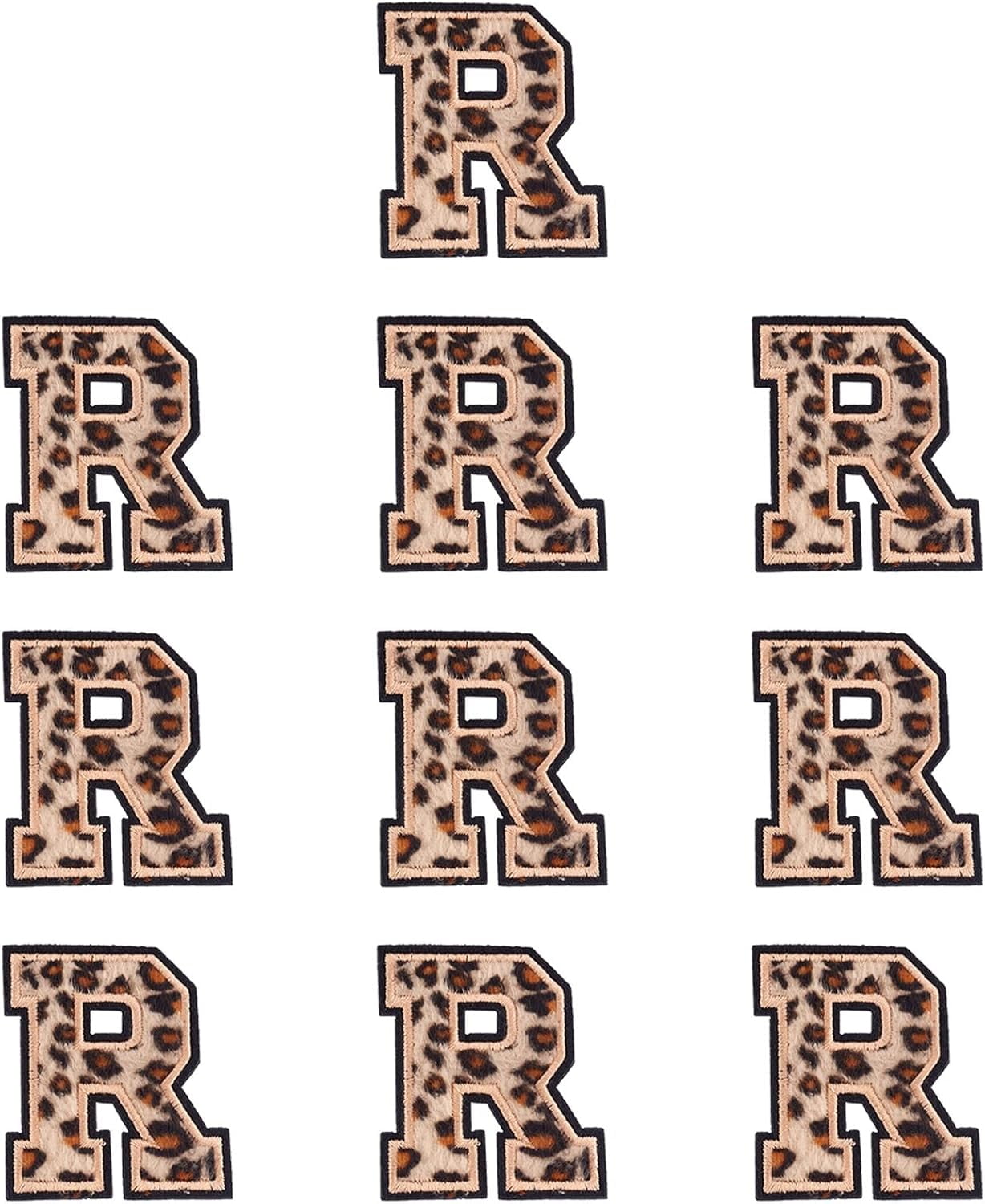 10Pcs Leopard Print Iron On Letter Patches Black Border Embroidered ...
