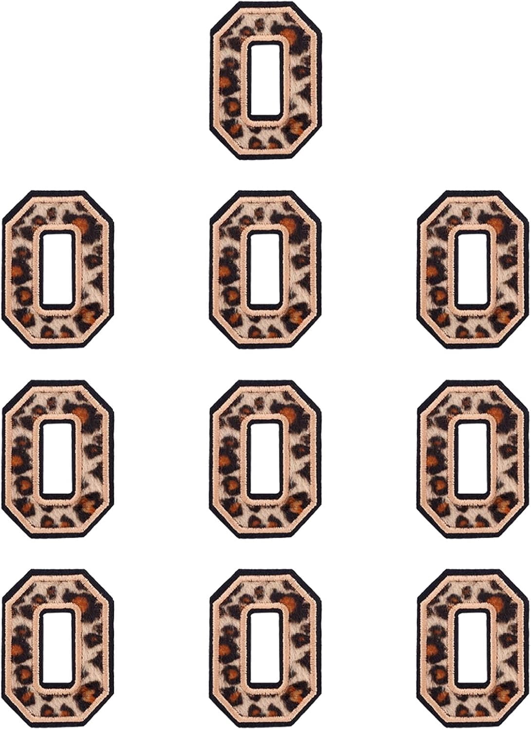 10Pcs Leopard Print Iron On Letter Patches Black Border Embroidered ...