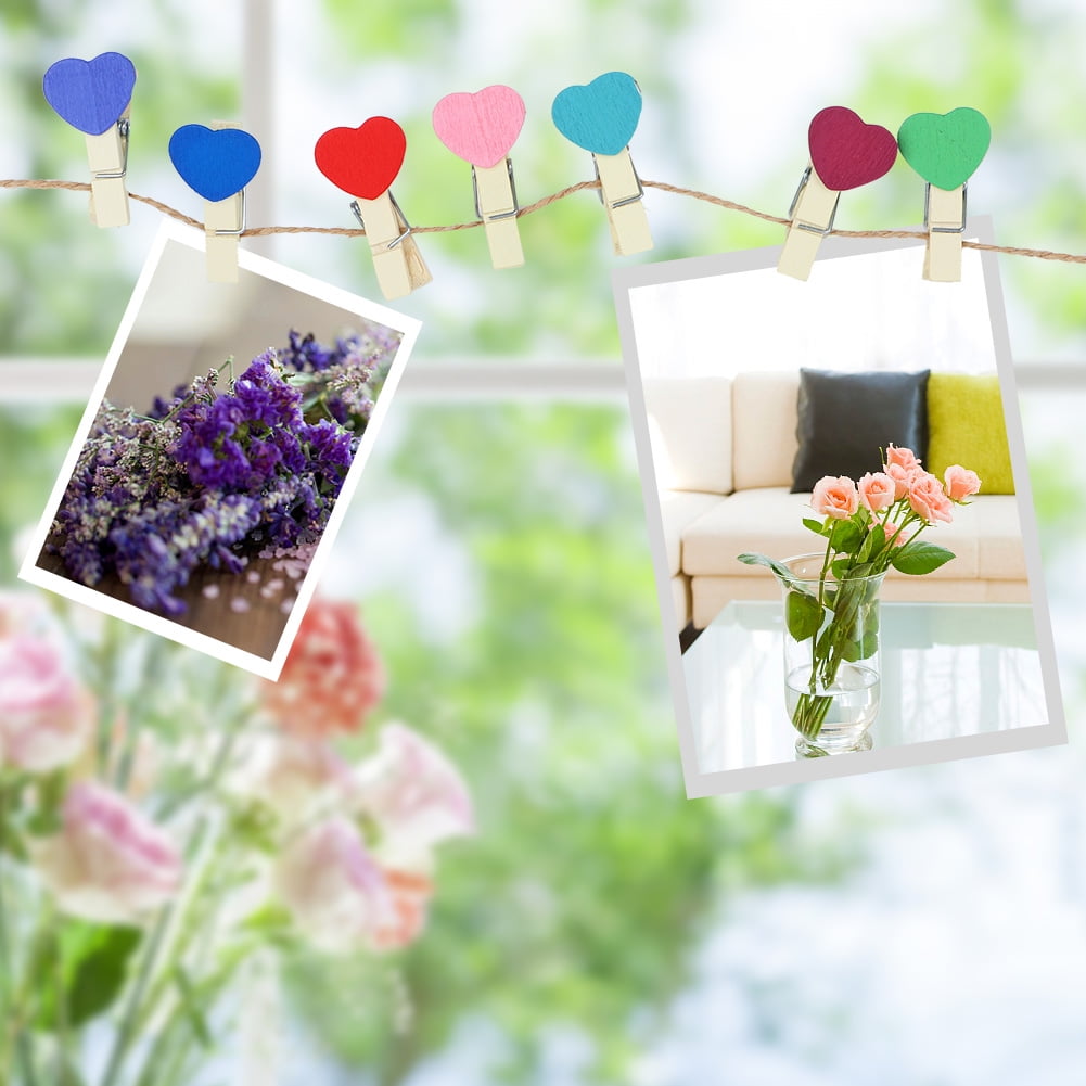 10Pcs Lovely Heart Shape Small Wooden Clip Set/DIY Multi-Function Photo ...