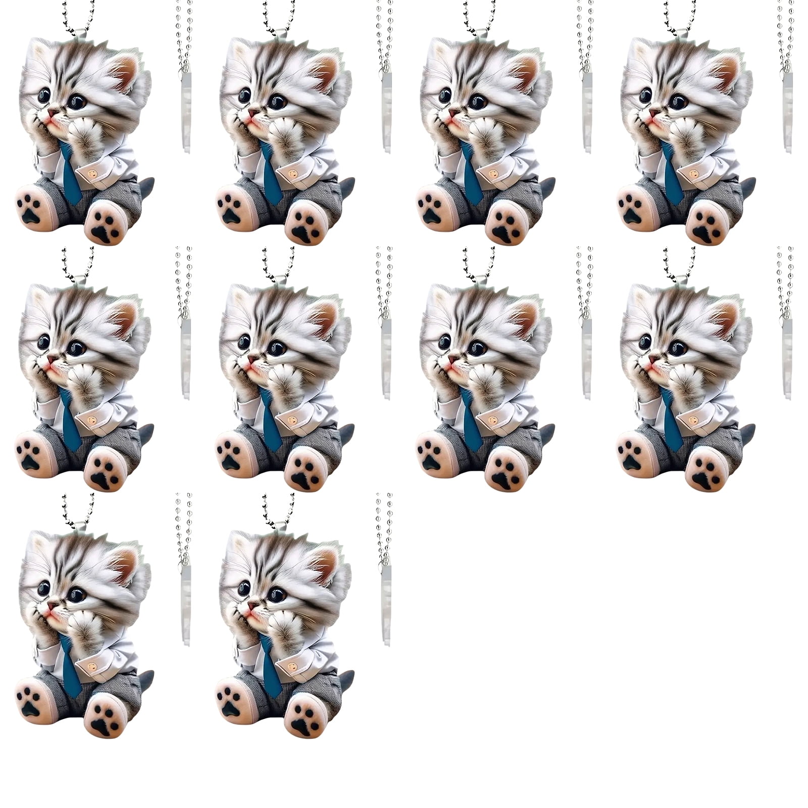 10Pcs Lovely Realistic Cats Pendant Charm Keychain Ornaments for Cats ...