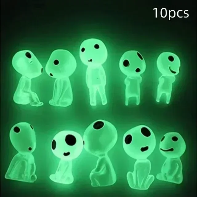 10Pcs Luminous Elves Mini Figures Fish Tank Decor Kodama Glow in the ...