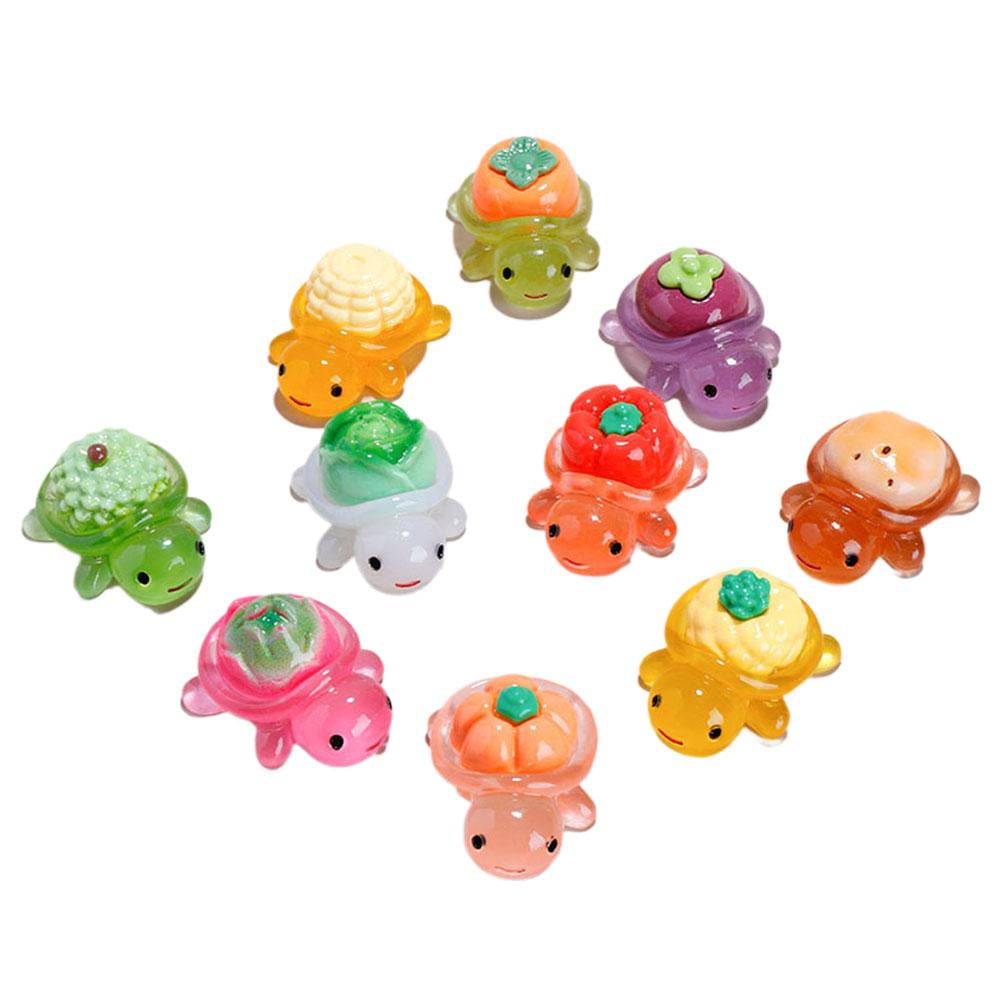 10Pcs Luminous Mini Resin Turtles Miniature Sea Turtle Glow in The Dark ...
