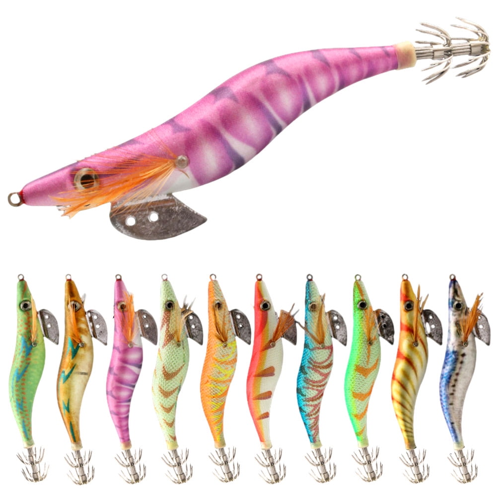 10Pcs Luminous Squid Jig Hook Hook Wood Shrimp Lure (3.5) - Walmart.com