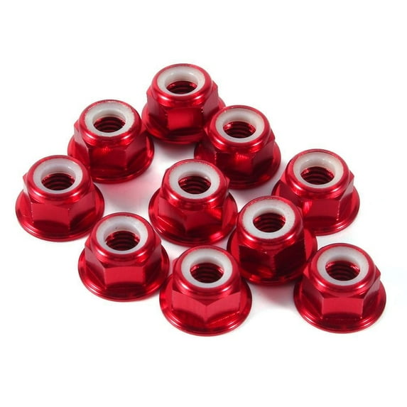 10Pcs M2/M3/M4/M5 Aluminum Flanged Nylon Insert Anti-Loose Nut Self ...